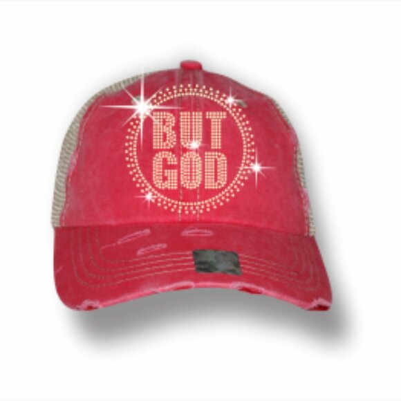 Accessories | Red But God Cap With Rhinestones | Poshmark